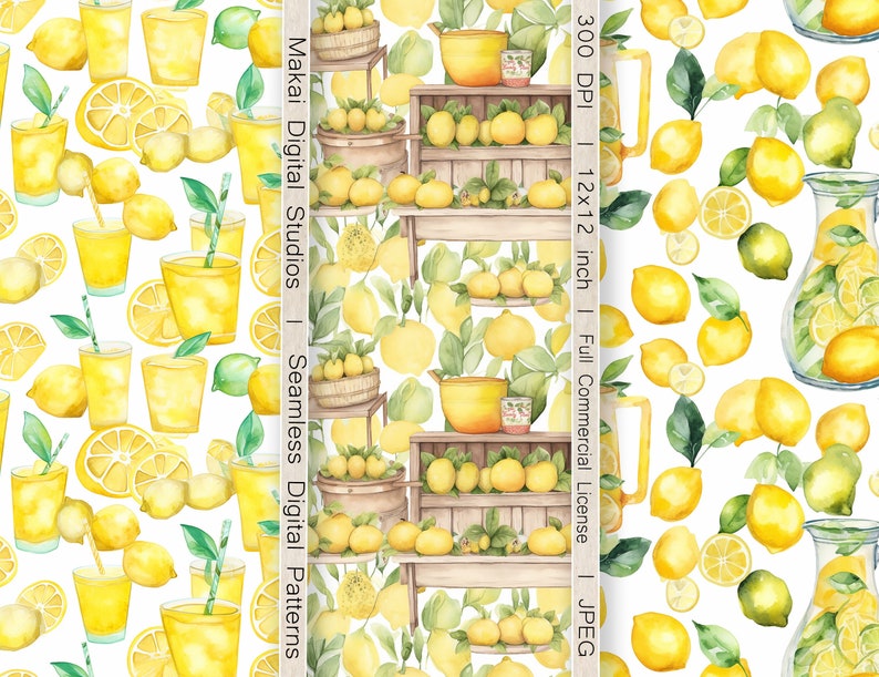 12 Seamless Digital Papers Summer Lemonade Stand Seamless - Etsy