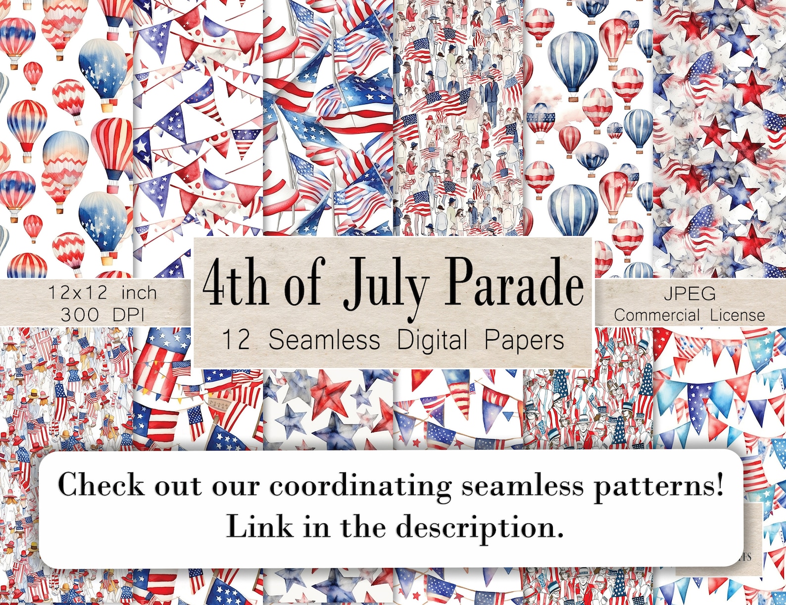 20 Clip Art Downloads, Watercolor 4th of July Celebration Image Files ...