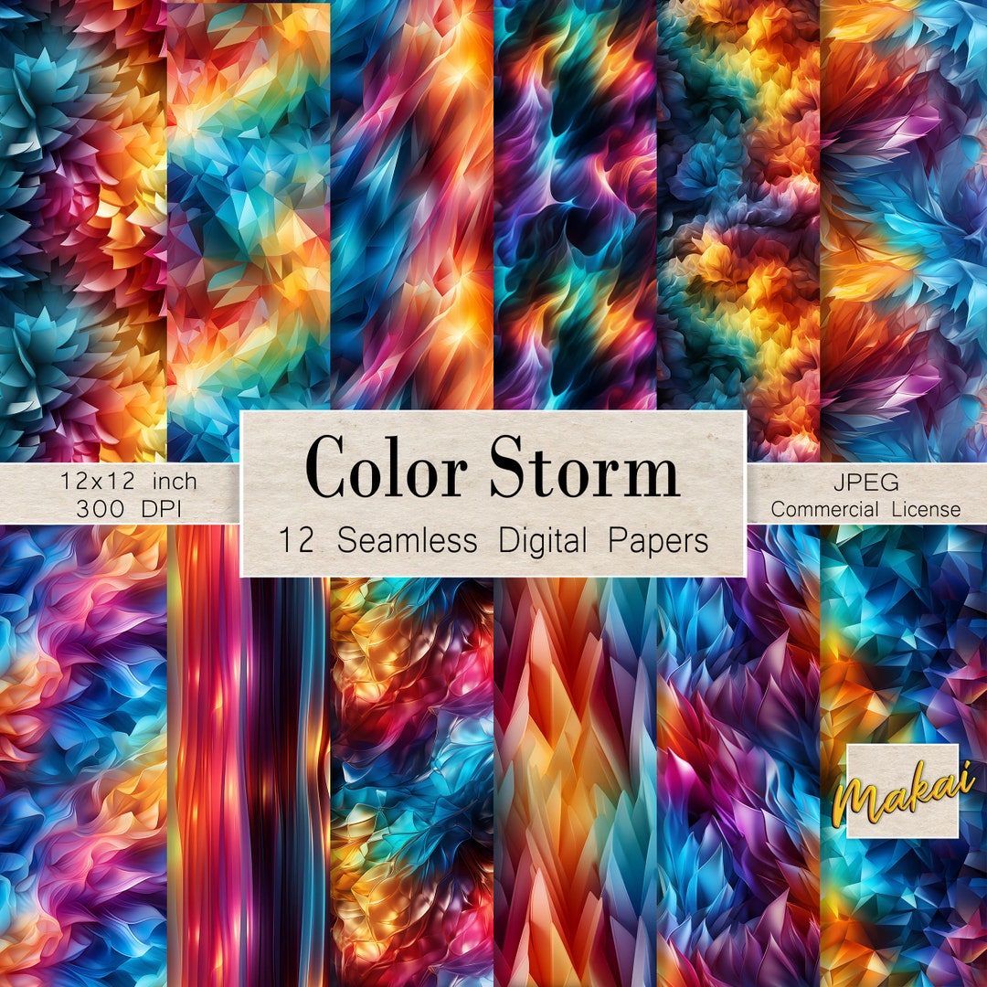 12 Digital Seamless Patterns, Modern Rainbow Seamless Patterns, Use for ...