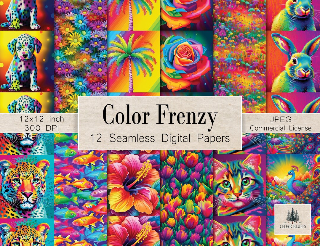 12 Seamless Digital Papers Bright Rainbow Patterns Use for - Etsy