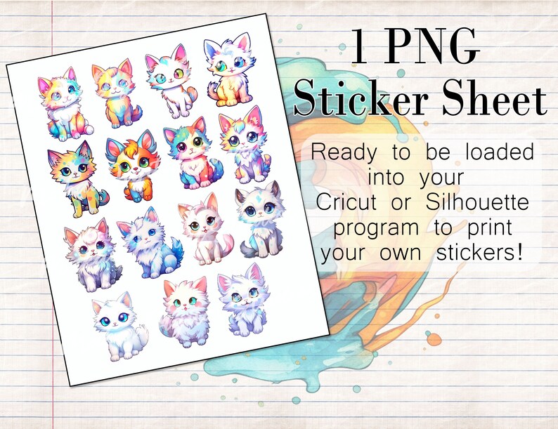 15 Printable Stickers, Instant Download, Cartoon Anime Cats, Digital ...