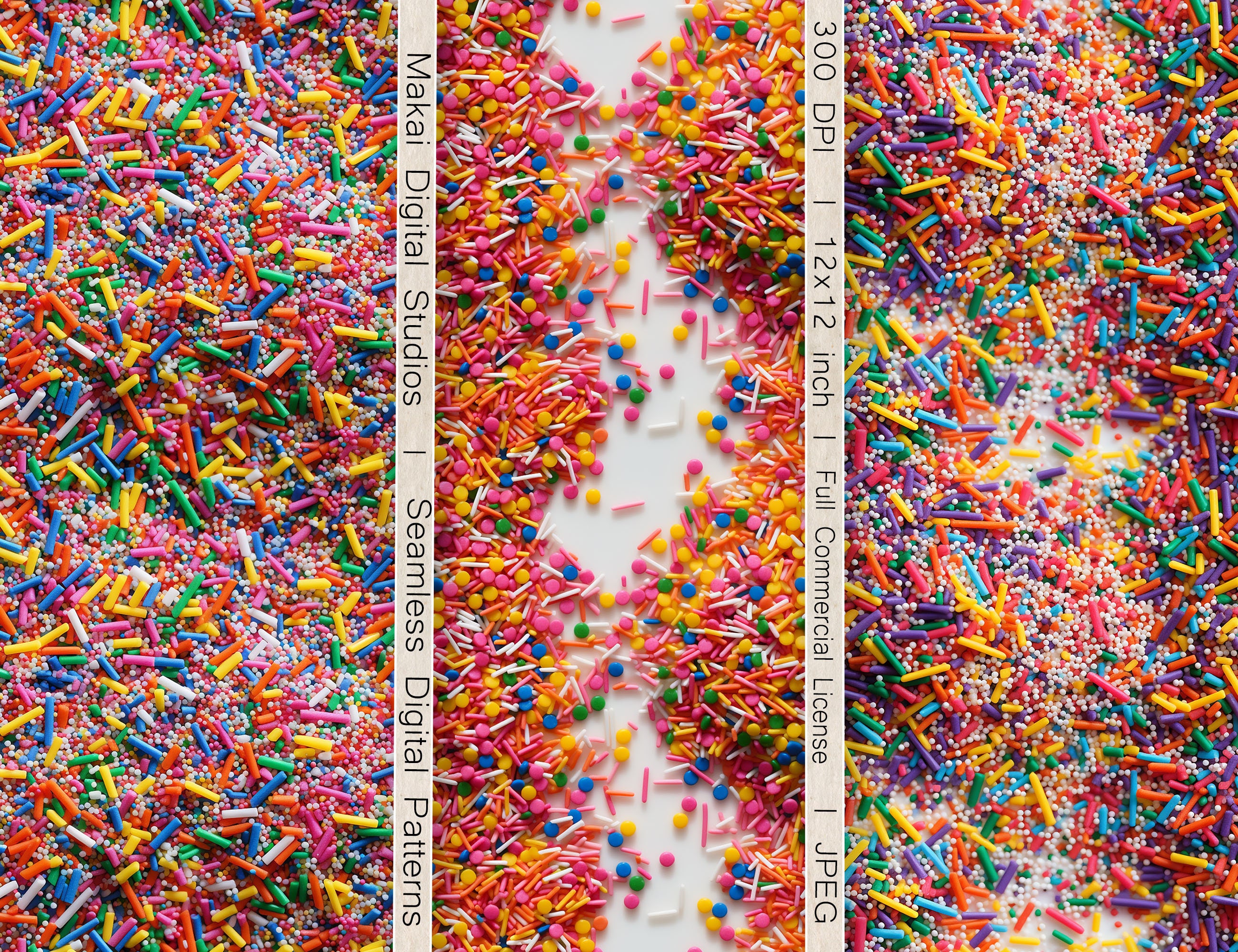 12 Seamless Digital Papers, Rainbow & Chocolate Sprinkles, for Cards ...