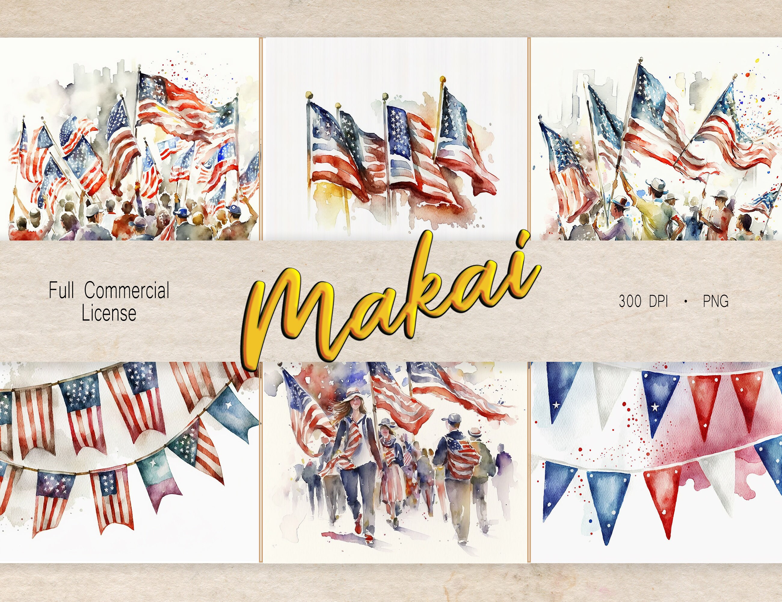 20 Clip Art Downloads, Watercolor 4th of July Celebration Image Files ...