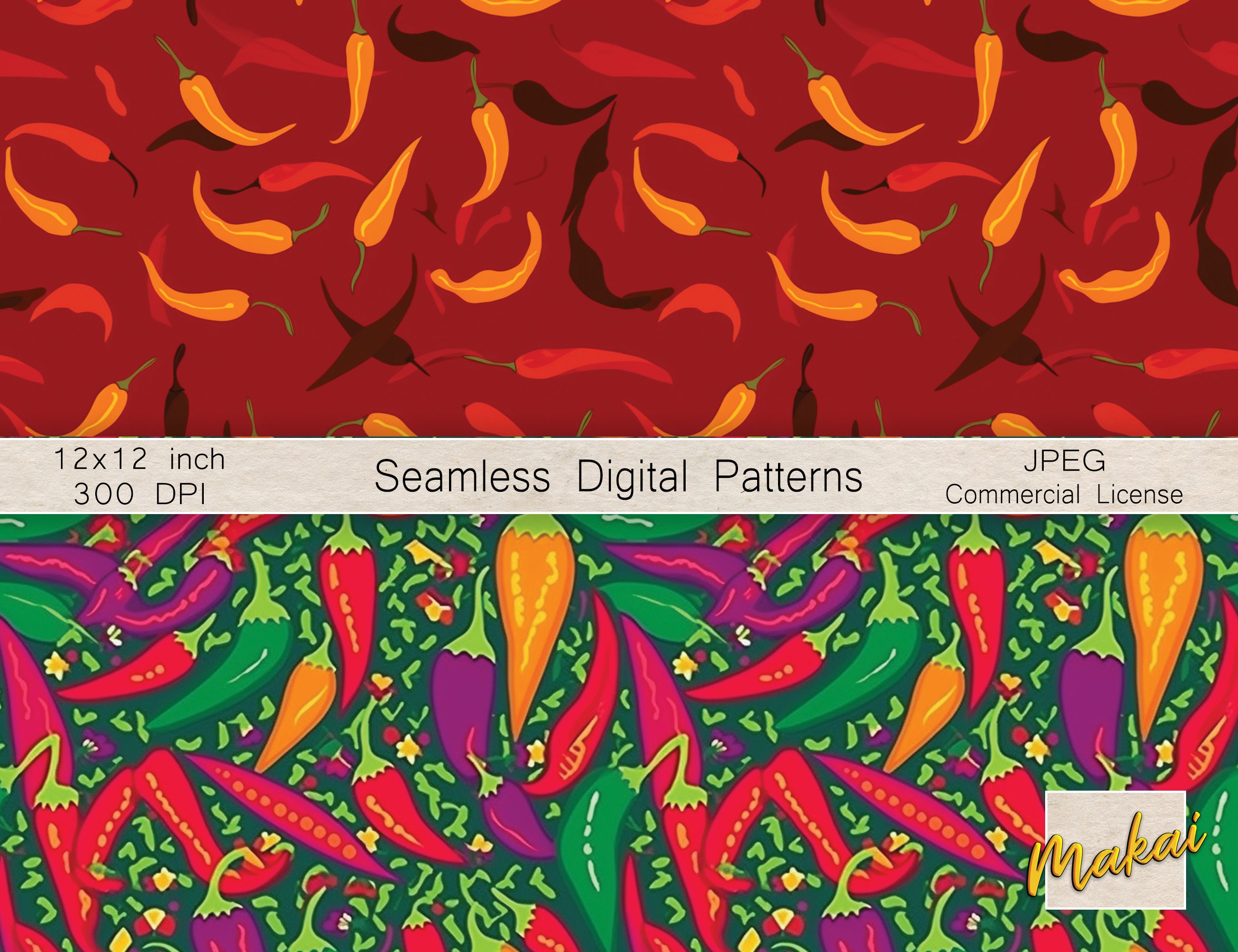 12 Seamless Digital Patterns, Seamless Taco Pattern, Use for Journals ...