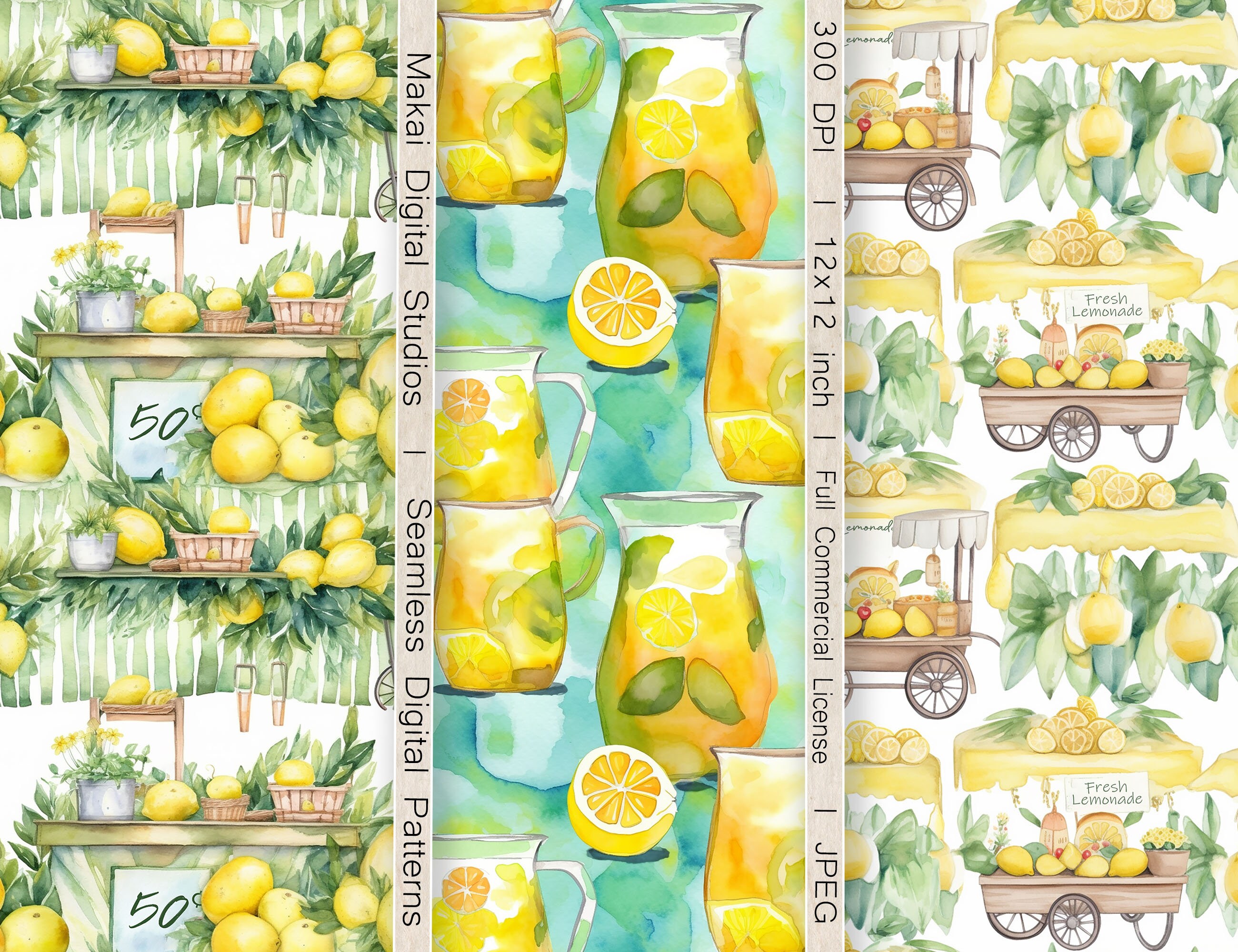 12 Seamless Digital Papers Summer Lemonade Stand Seamless - Etsy