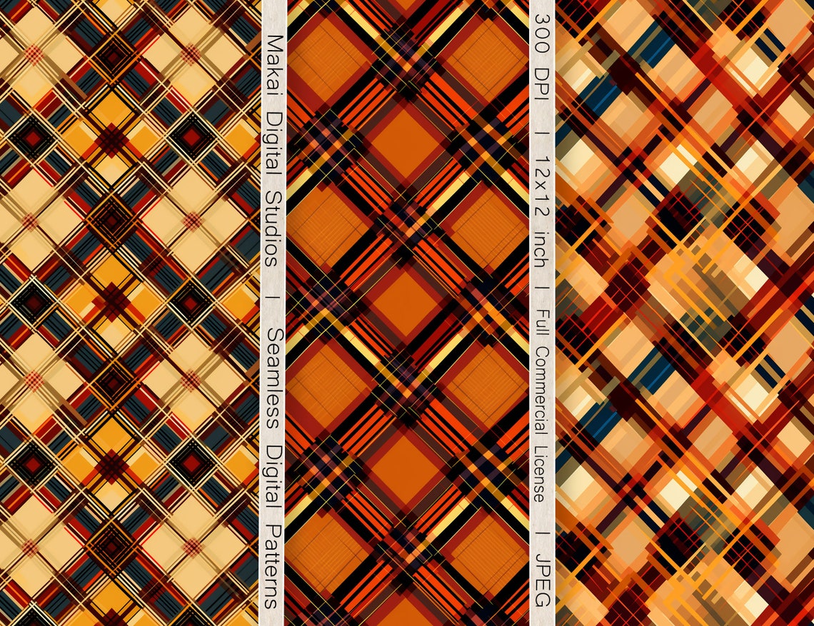 Fall Plaids 12 Seamless Digital Patterns Use for Fabric - Etsy