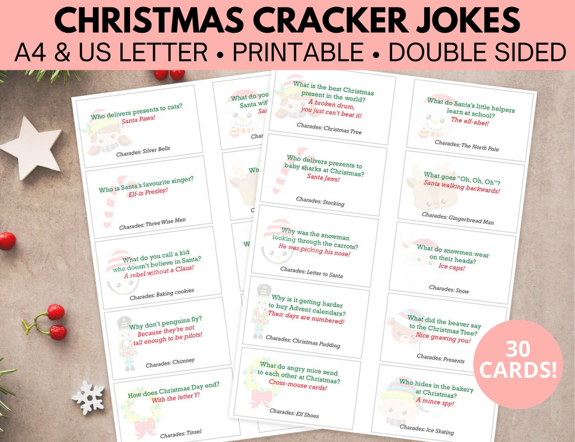 Jokes for Crackers Christmas Cracker Mottos and Charades - Etsy