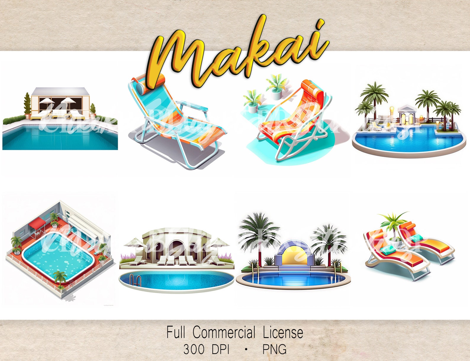 23 Clipart Downloads, Summer Pool Party, Great for Decorations, Cards ...