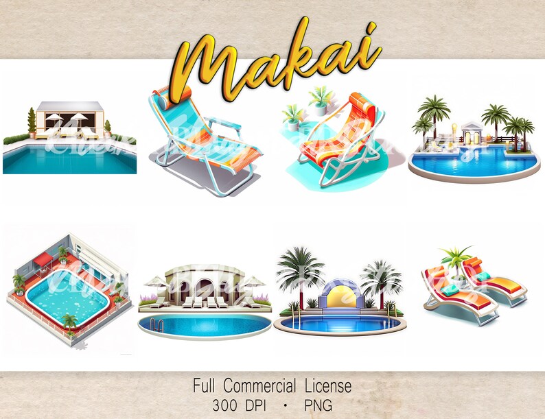 23 Clipart Downloads, Summer Pool Party, Great for Decorations, Cards ...