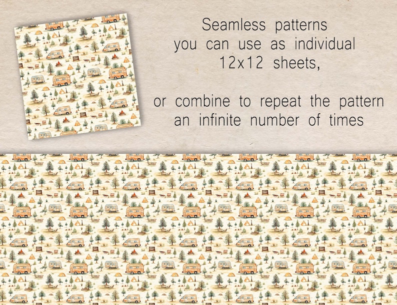 Autumn Camping Trip, 12 Seamless Digital Papers, Use for Journals ...