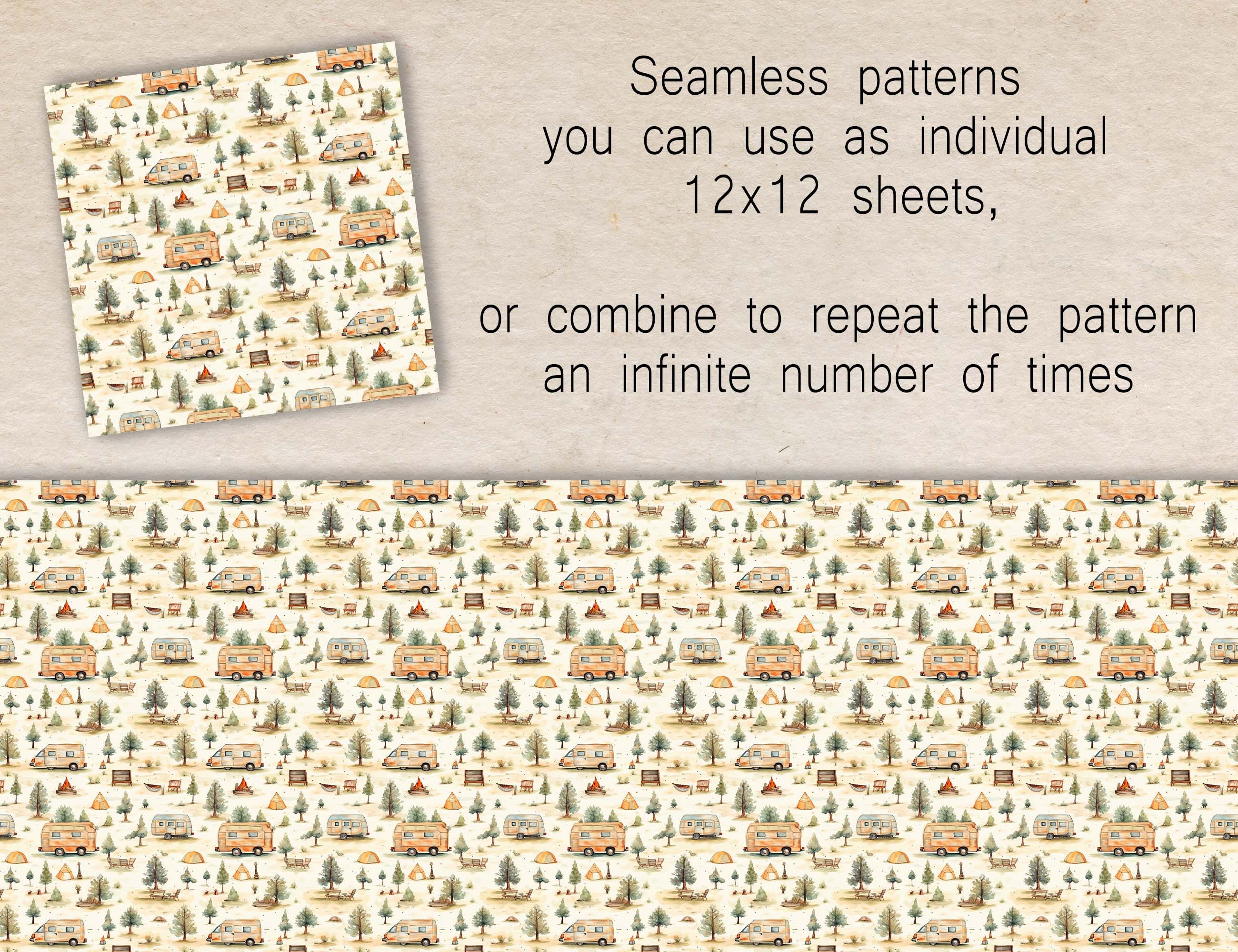 Autumn Camping Trip, 12 Seamless Digital Papers, Use for Journals ...