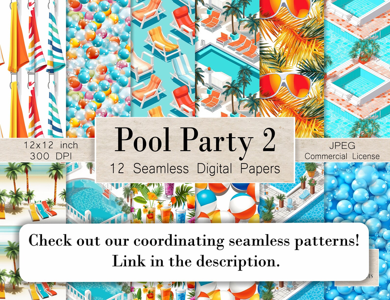 23 Clipart Downloads, Summer Pool Party, Great for Decorations, Cards ...