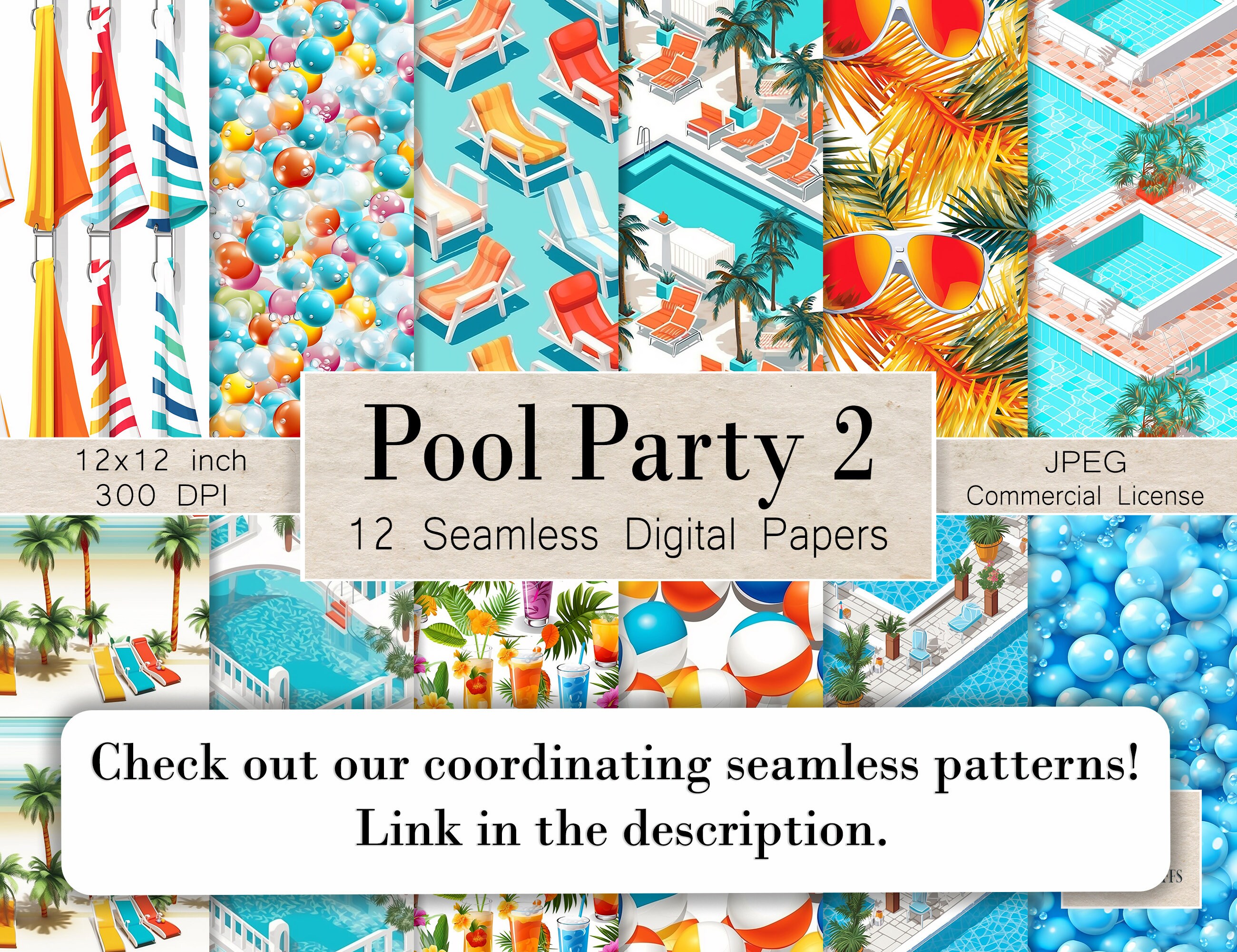 23 Clipart Downloads, Summer Pool Party, Great for Decorations, Cards ...