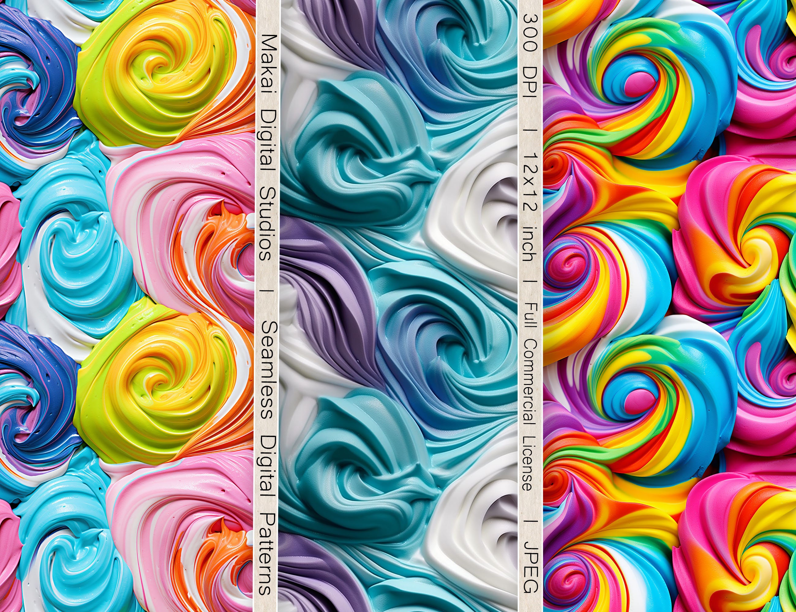 12 Seamless Digital Papers, Bakery Cake Frosting Seamless Patterns, for ...