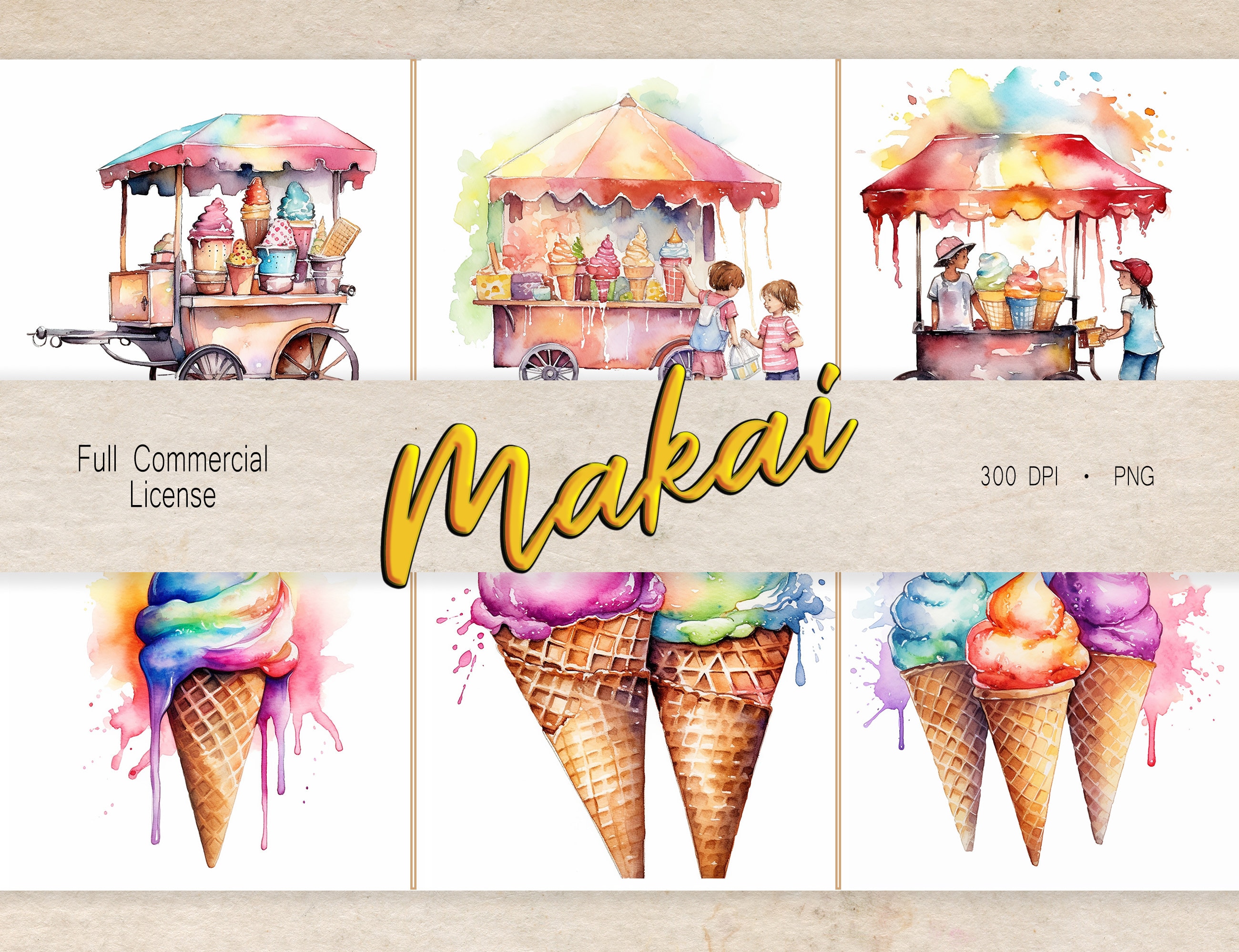 24 Clip Art Downloads, Summer Ice Cream Party Image Files, Great for ...