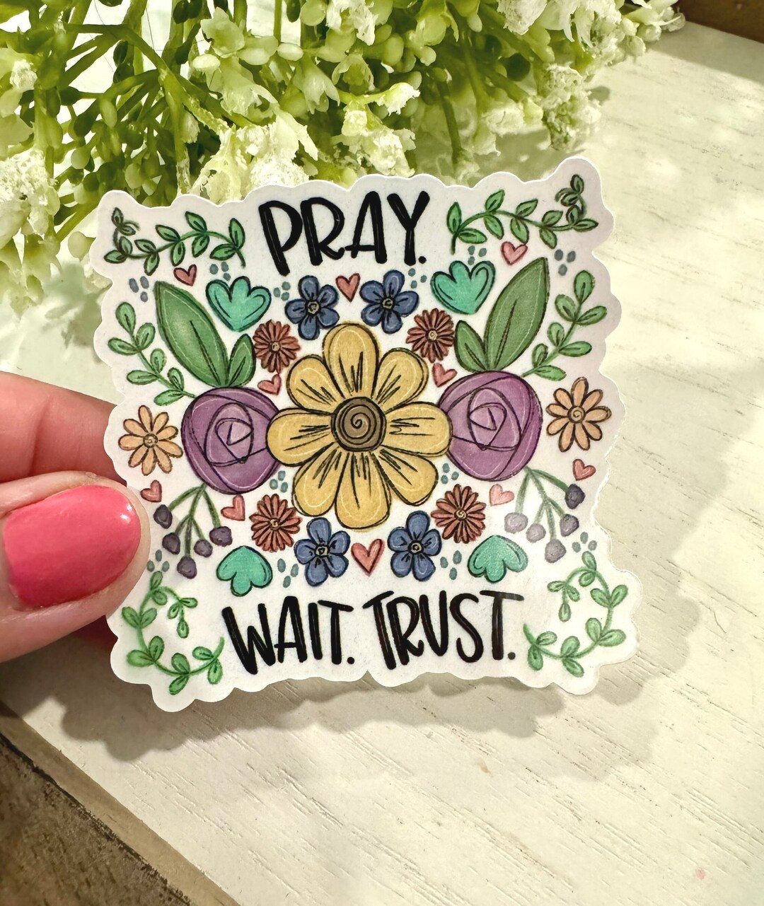 Pray. Wait. Trust, Bible Stickers, Christian Stickers, Laptop Stickers ...