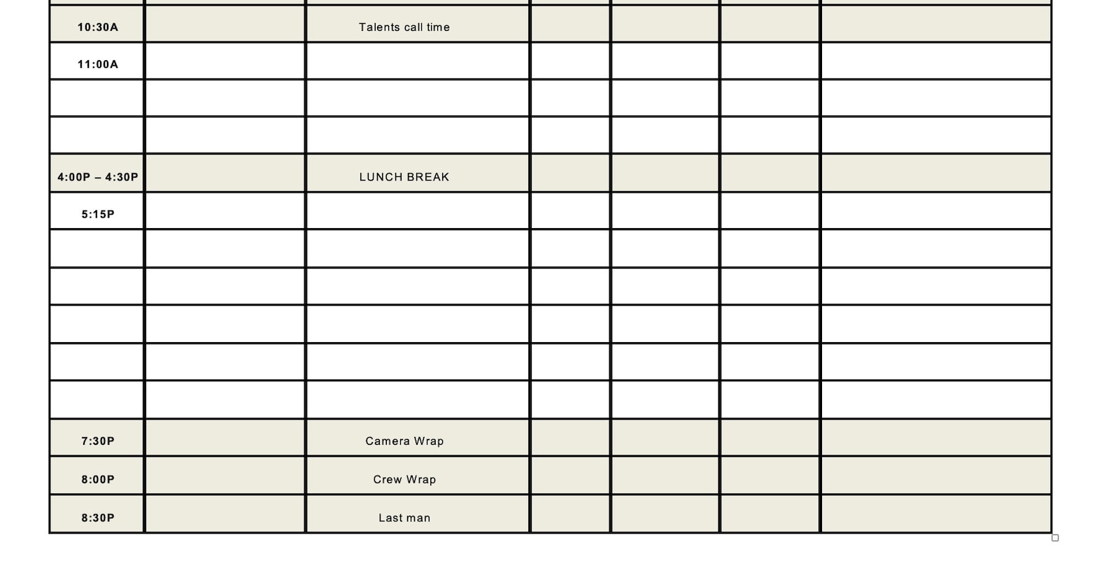 Filming Schedule Template, Film Production Shooting Schedule, Filming ...