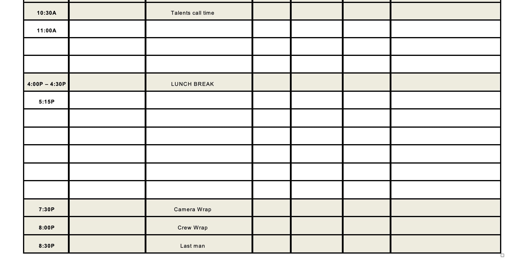 Filming Schedule Template, Film Production Shooting Schedule, Filming ...
