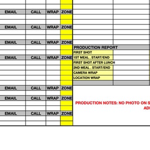 Film Call Sheet One-page Template, Film Call Sheet, Film Professional ...