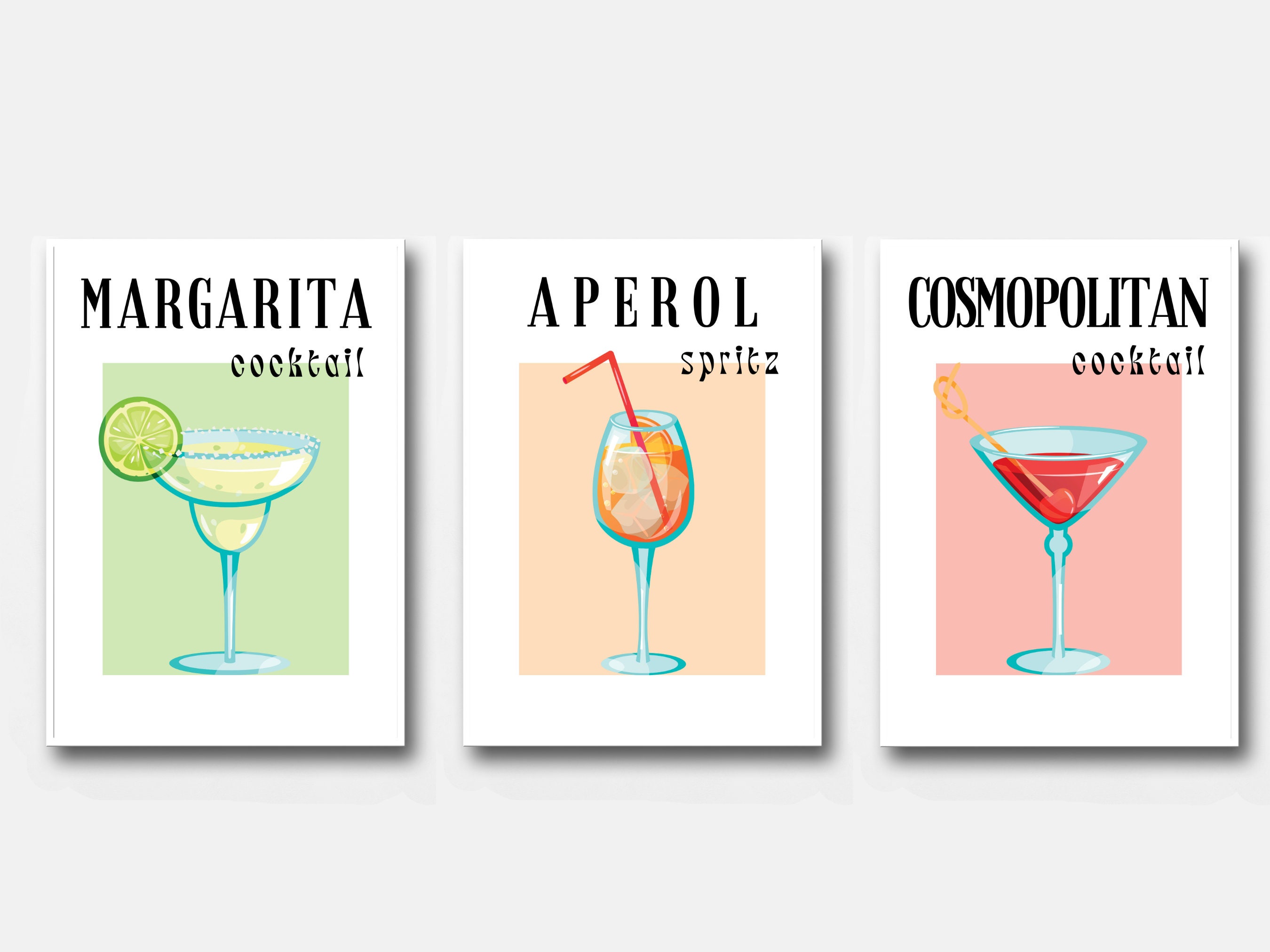 Set of 6 Prints DIGITAL Prints Wall Art Cocktails Art - Etsy