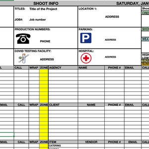 Film Call Sheet One-page Template, Film Call Sheet, Film Professional ...
