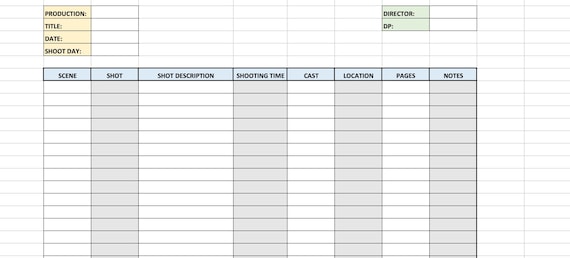 Example Of Film Shot List