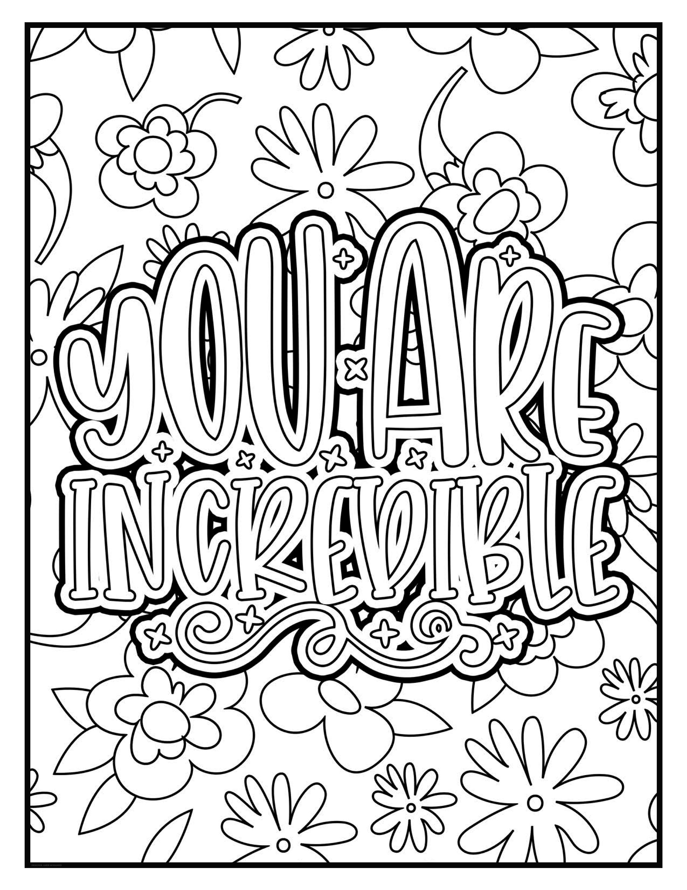 Coloring Book for Kids: 50 Pages Motivational Quotes Coloring Book ...