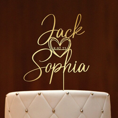Personalized Wedding Cake Topper With Names and Date Custom - Etsy