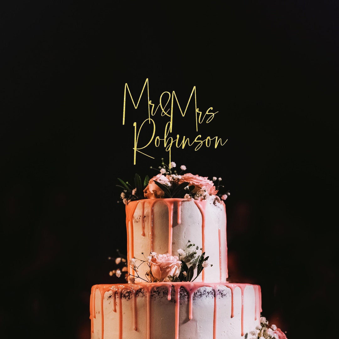 Wedding Cake Topper, Custom Gold Cake Toppers for Wedding, Custom Cake ...