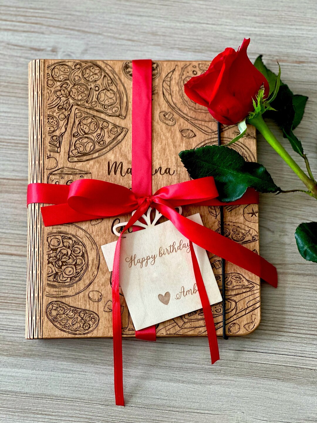 Personalized Wooden Recipe Book Birthday Christmas Gift Custom Journal ...