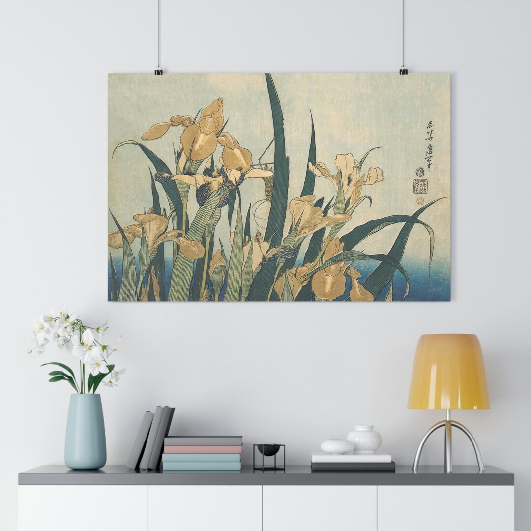 Grasshopper and Iris Katsushika Hokusai Giclée Fine Art Print | Vintage ...