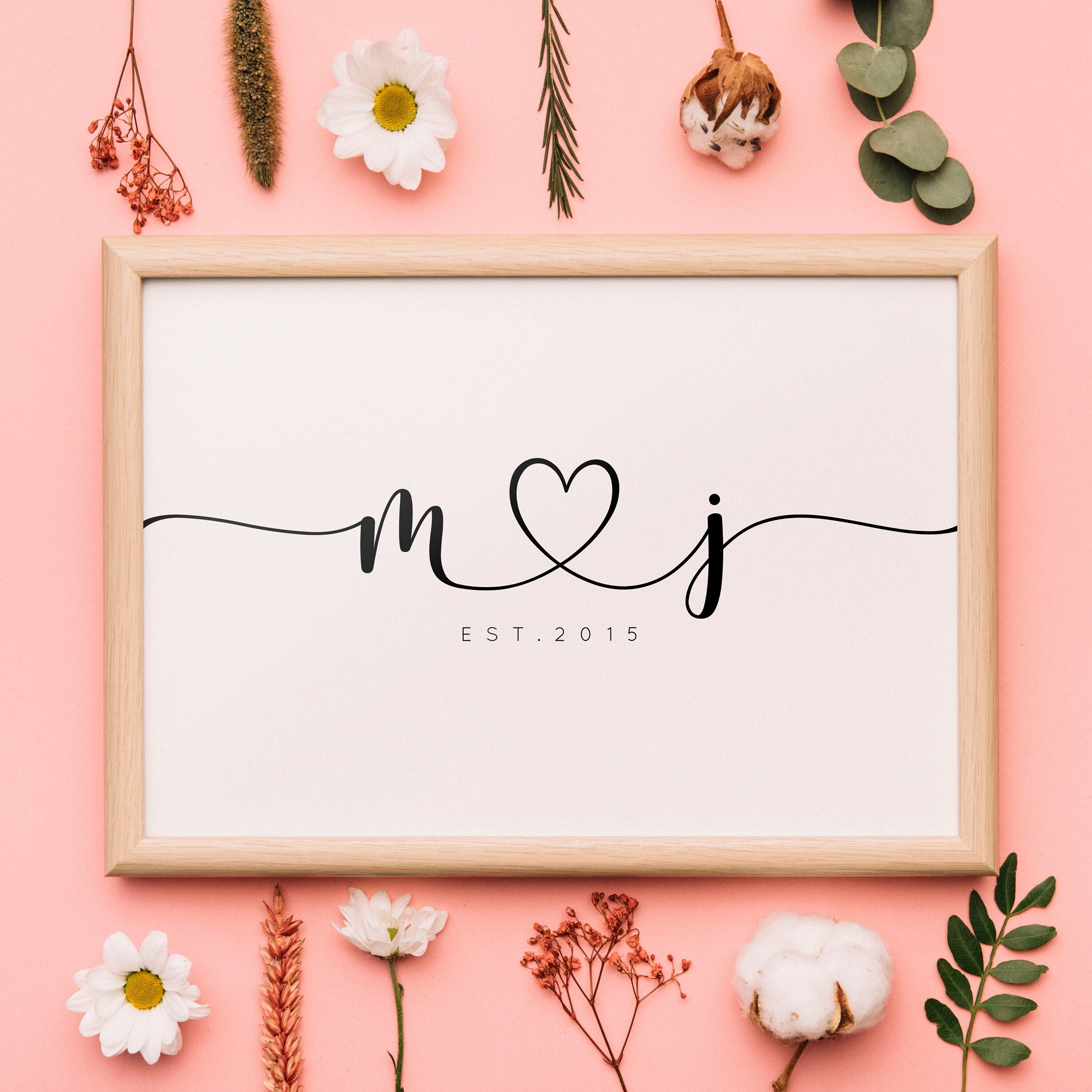 Printable Couple Name Initials Custom Couple Name Wall Art - Etsy