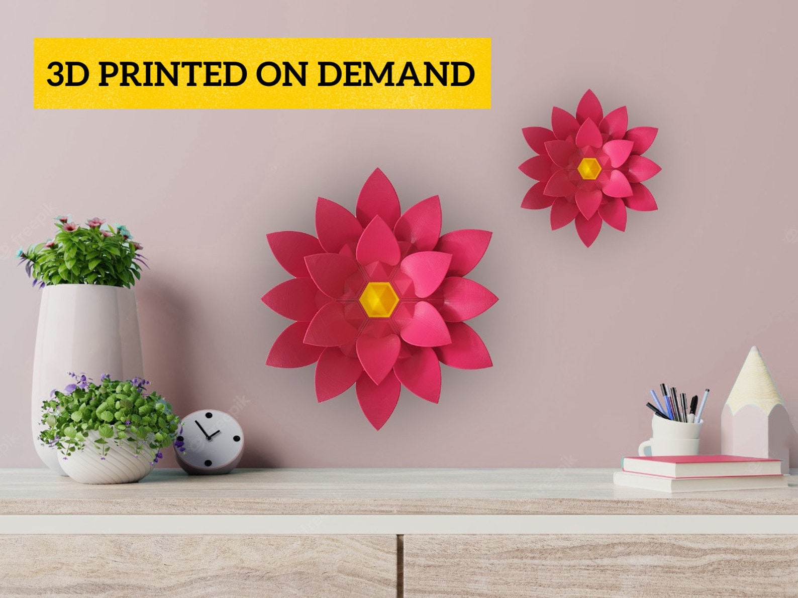 3D Wall Art | Abstract Wall Art | 3D Printed | Lotus Flower | Abstract ...