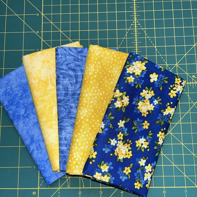 Blue Yellow Fabric - Etsy