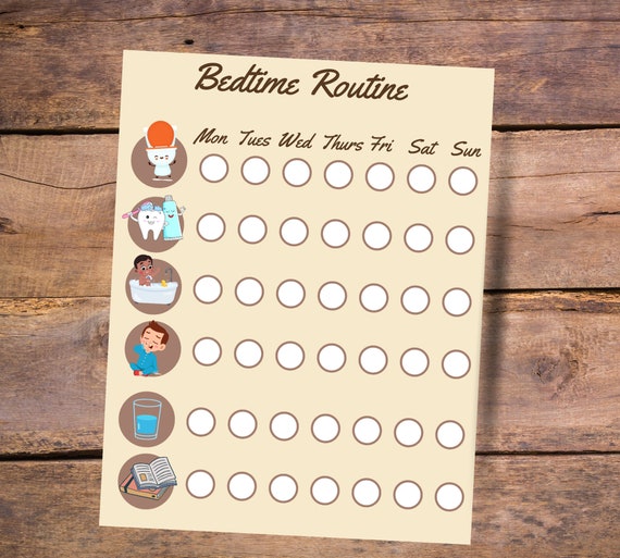 Bedtime Routine Chart Downloadable Weekly Bedtime Chart-night - Etsy