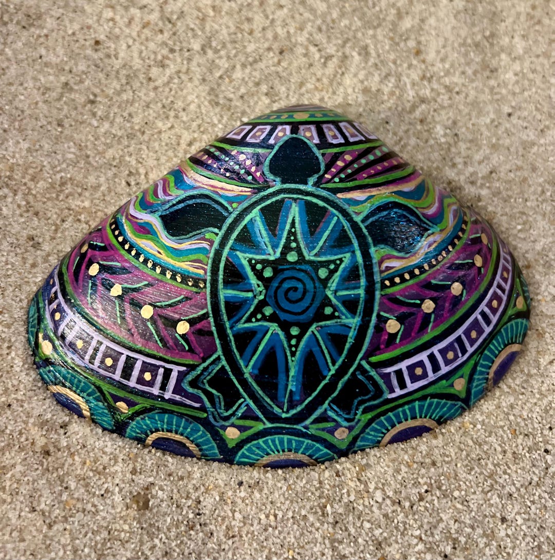 Hand-painted "sea Turtle's Journey" Seashell - Etsy