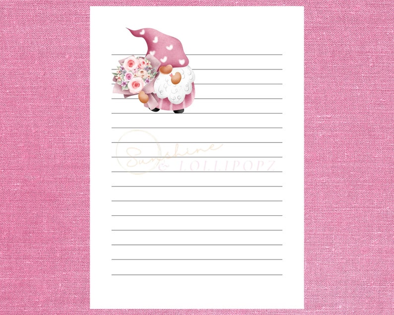 Gnome With Roses Lined & Unlined Stationery | Stationery Gift Set ...