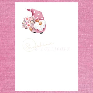 Gnome With Roses Lined & Unlined Stationery | Stationery Gift Set ...