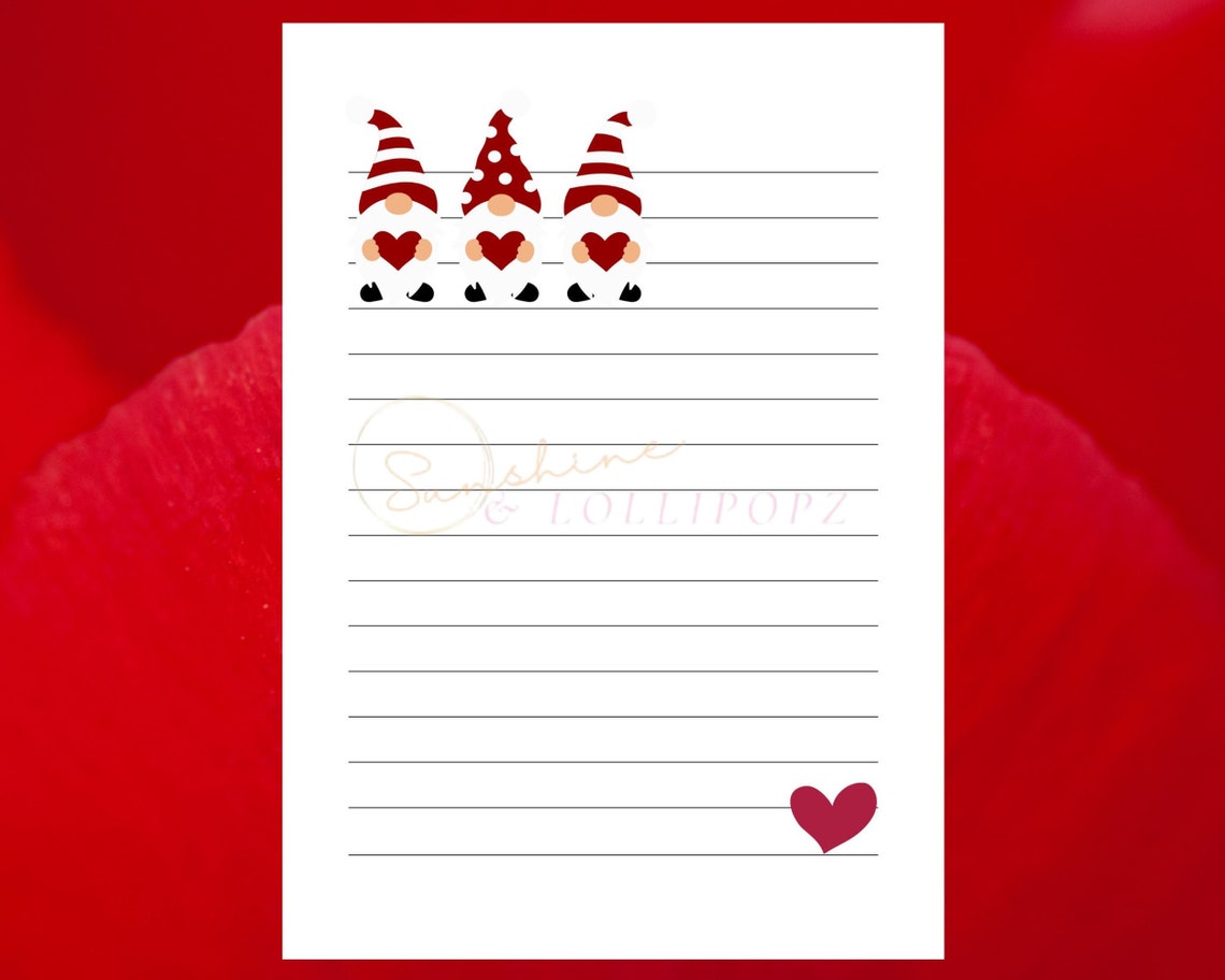 Three Gnomes With Hats Lined & Unlined Stationery | PRINTABLE ...