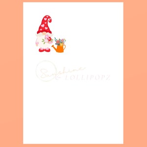 Gnome With Flowers Lined & Unlined Stationery Stationery Gift Set ...