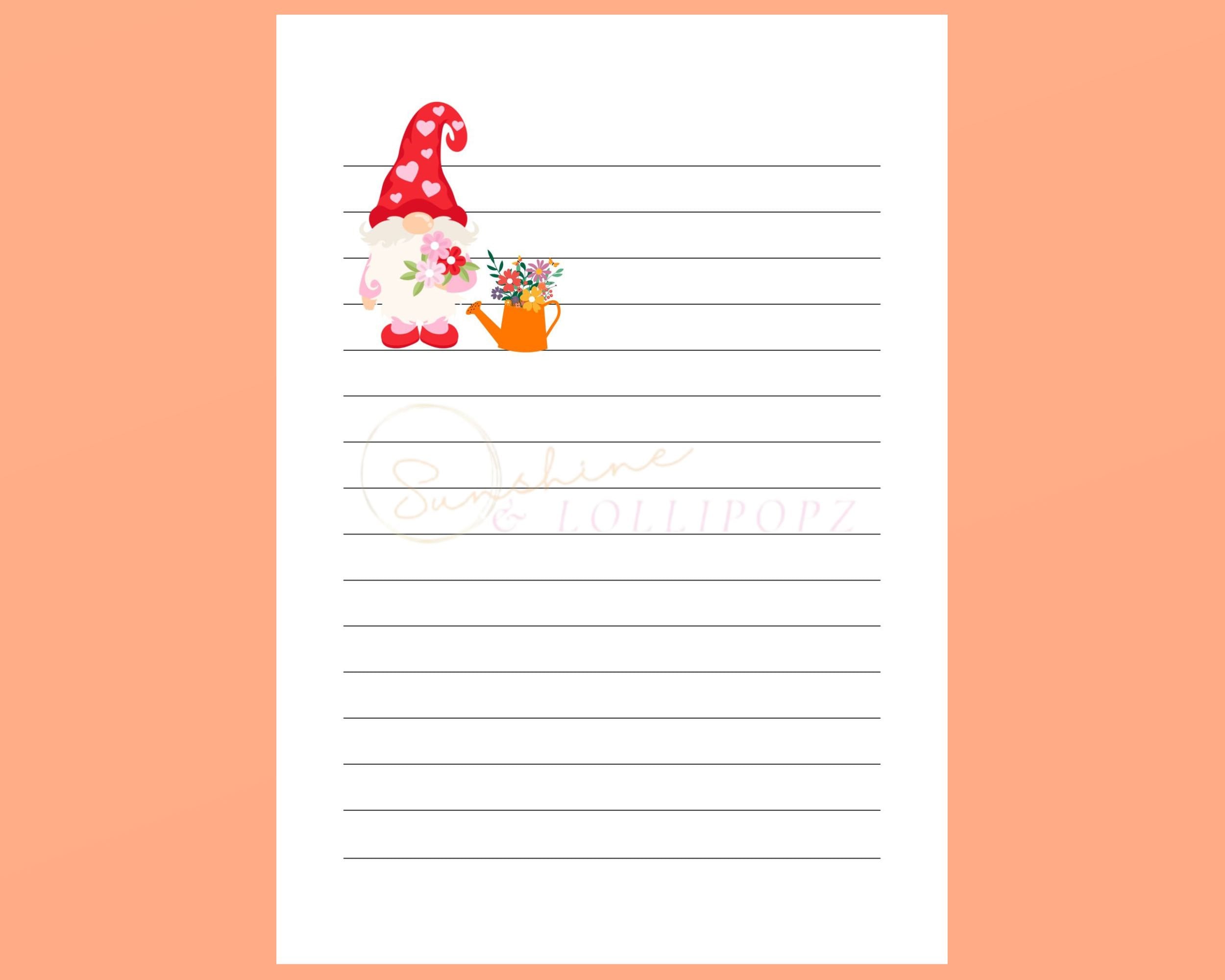 Gnome With Flowers Lined & Unlined Stationery Stationery Gift Set ...