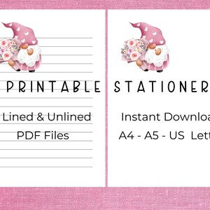 Gnome With Roses Lined & Unlined Stationery | Stationery Gift Set ...