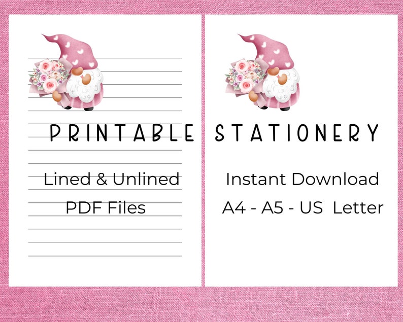 Gnome With Roses Lined & Unlined Stationery | Stationery Gift Set ...