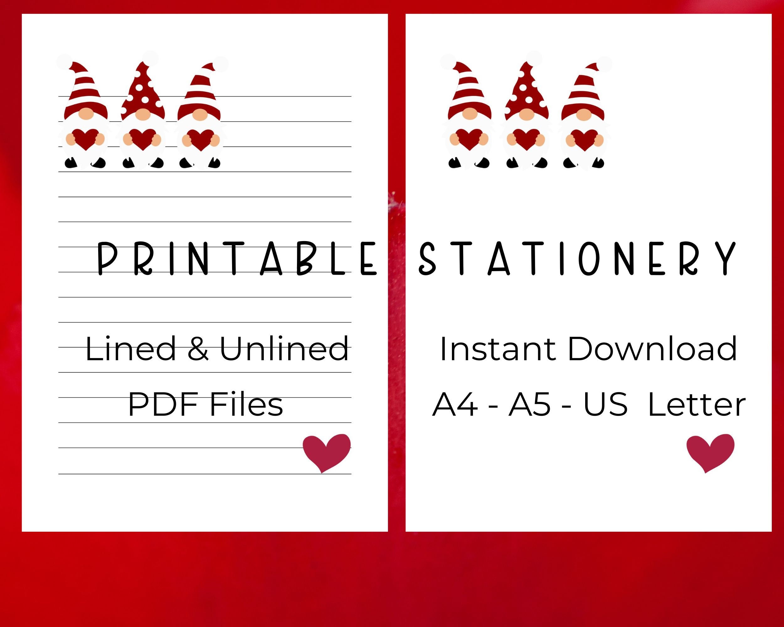 Three Gnomes With Hats Lined & Unlined Stationery | PRINTABLE ...