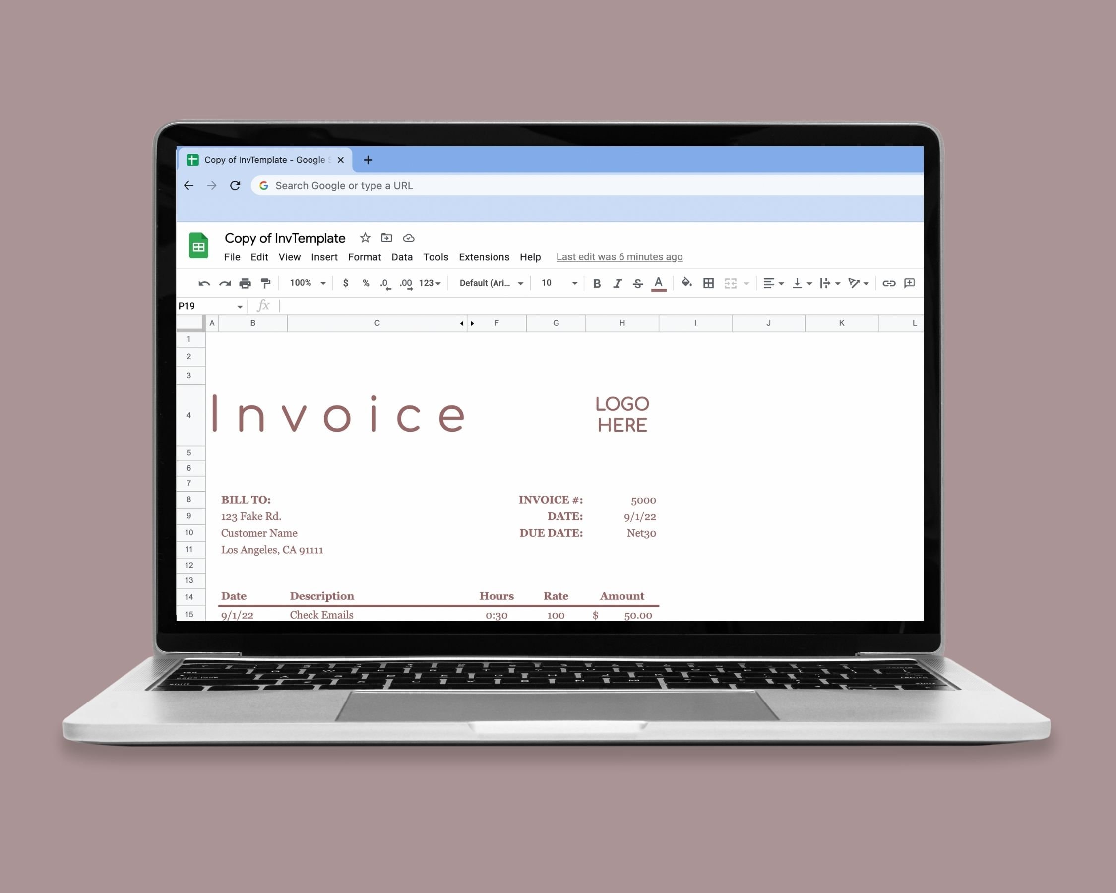 Google Doc Invoice, Simple Invoice Template, Google Sheets, Excel ...