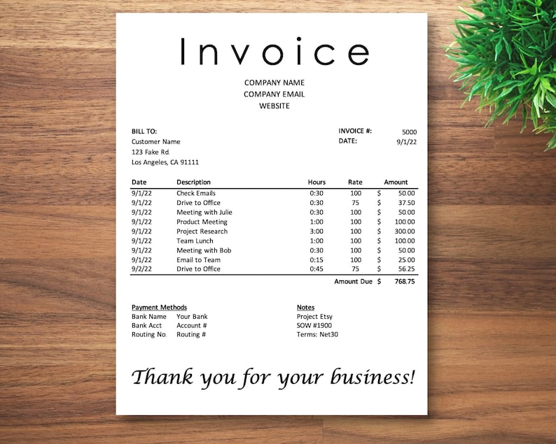 Simple Invoice Template, Excel Template, Downloadable Invoice ...