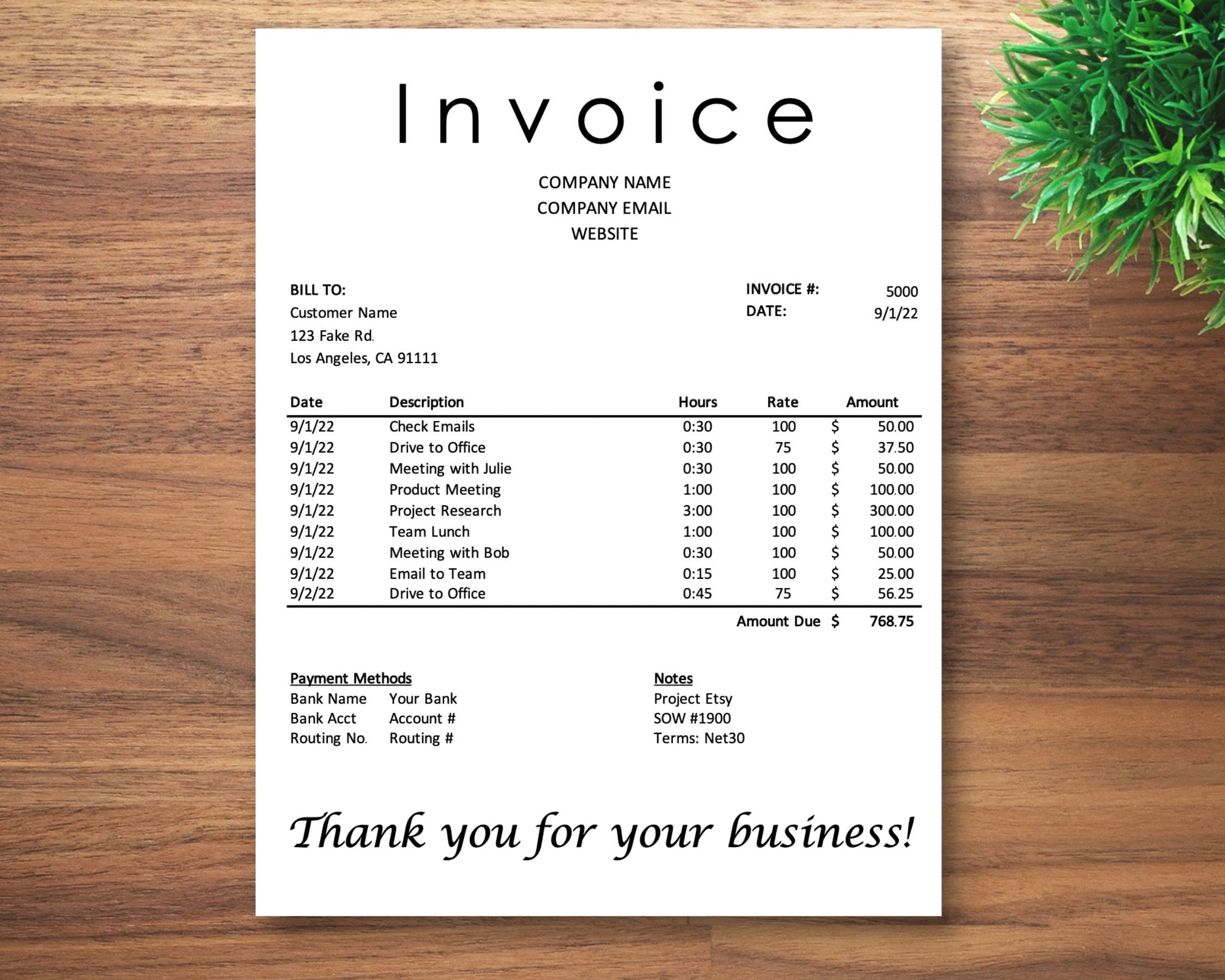 Simple Invoice Template, Excel Template, Downloadable Invoice ...