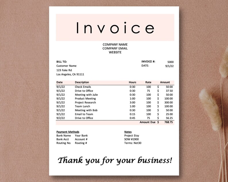 Simple Invoice Template Download, Excel Invoice, Excel Spreadsheet ...