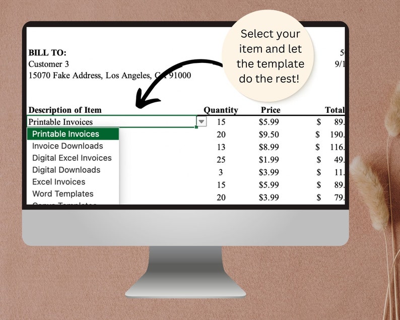 Simple Invoice Template, Excel Template, Downloadable Invoice ...