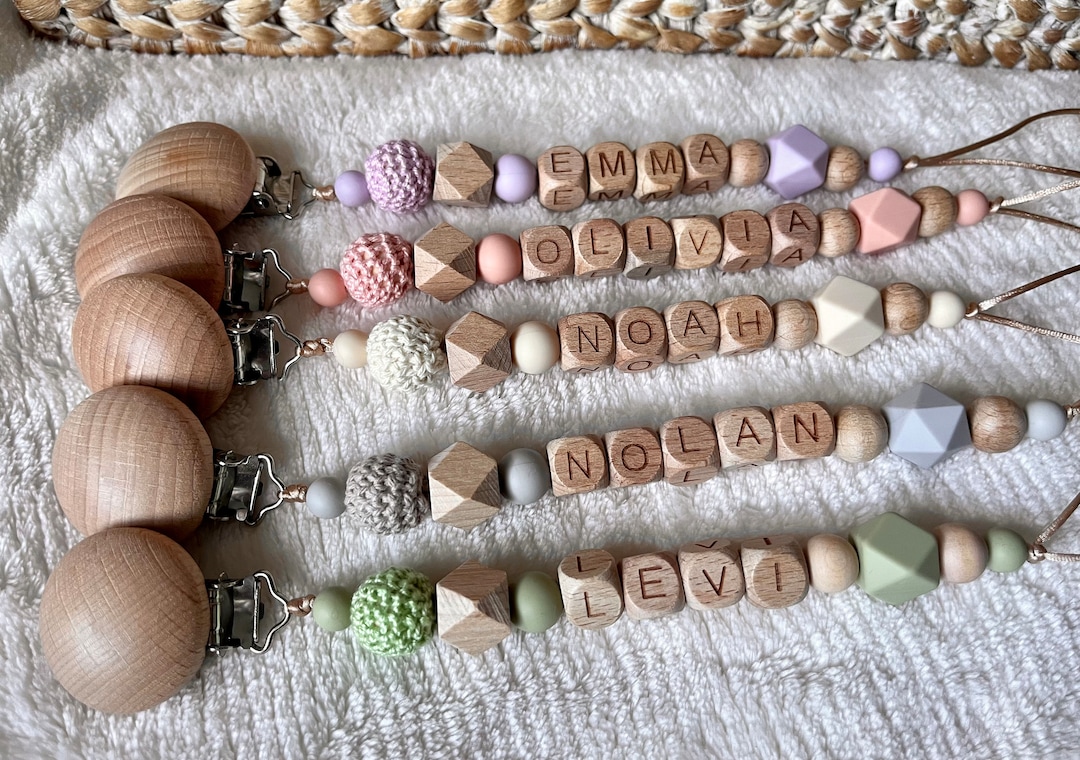 Personalized Pacifier Clip | Silicone Pacifier Clip | Wooden | Silicon ...